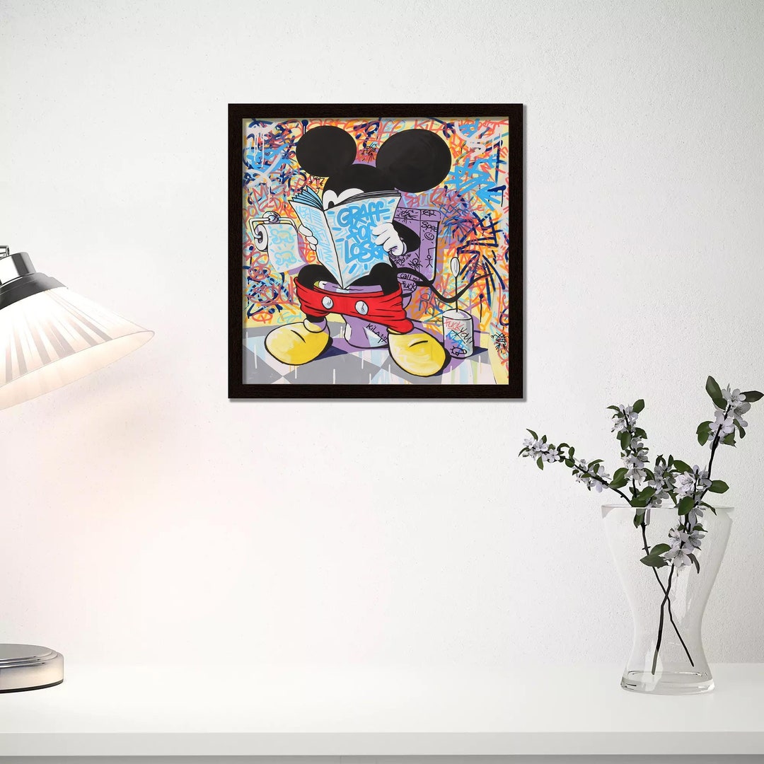 Mickey Mouse in the Toilet Pop Art Wall Art on Transparent Acetate With ...