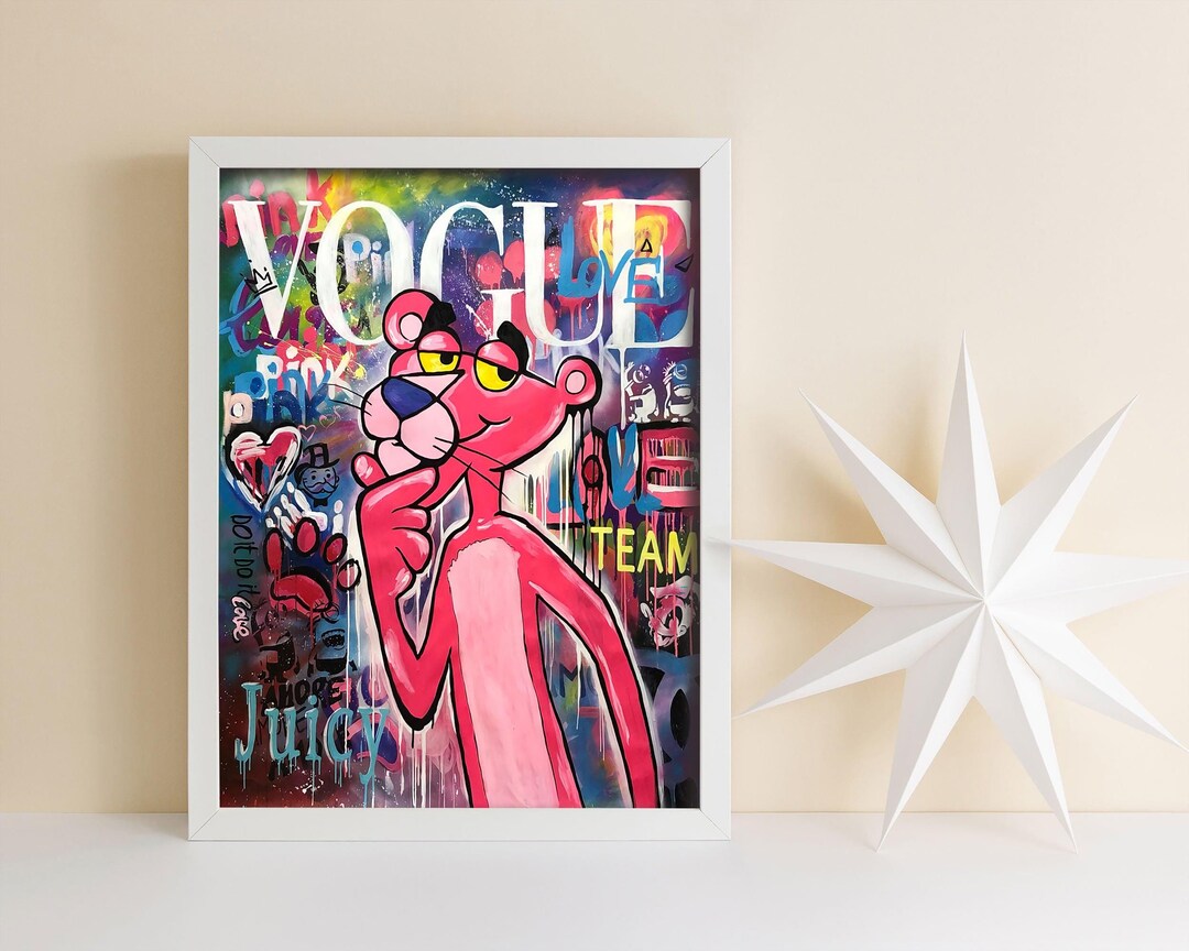 Banksy Pink Panther Looking Left Graffiti Pop Art Wall Art , on ...