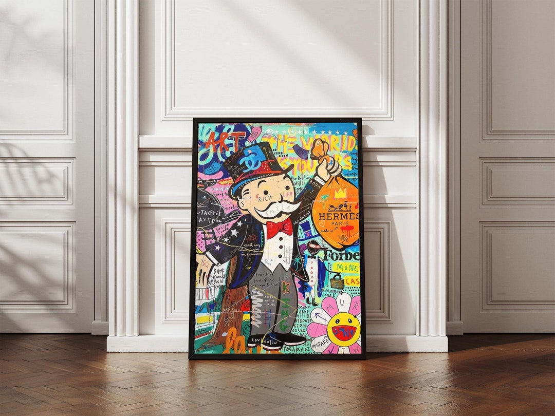 Monopoly Man Fashion Unique Modern Painting Flower Framed Wall Art , on ...