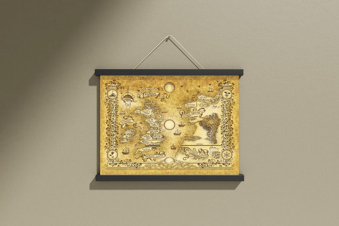 ACOTAR World Map Wooden Canvas Banner, Court of Thorns and Roses Series ...