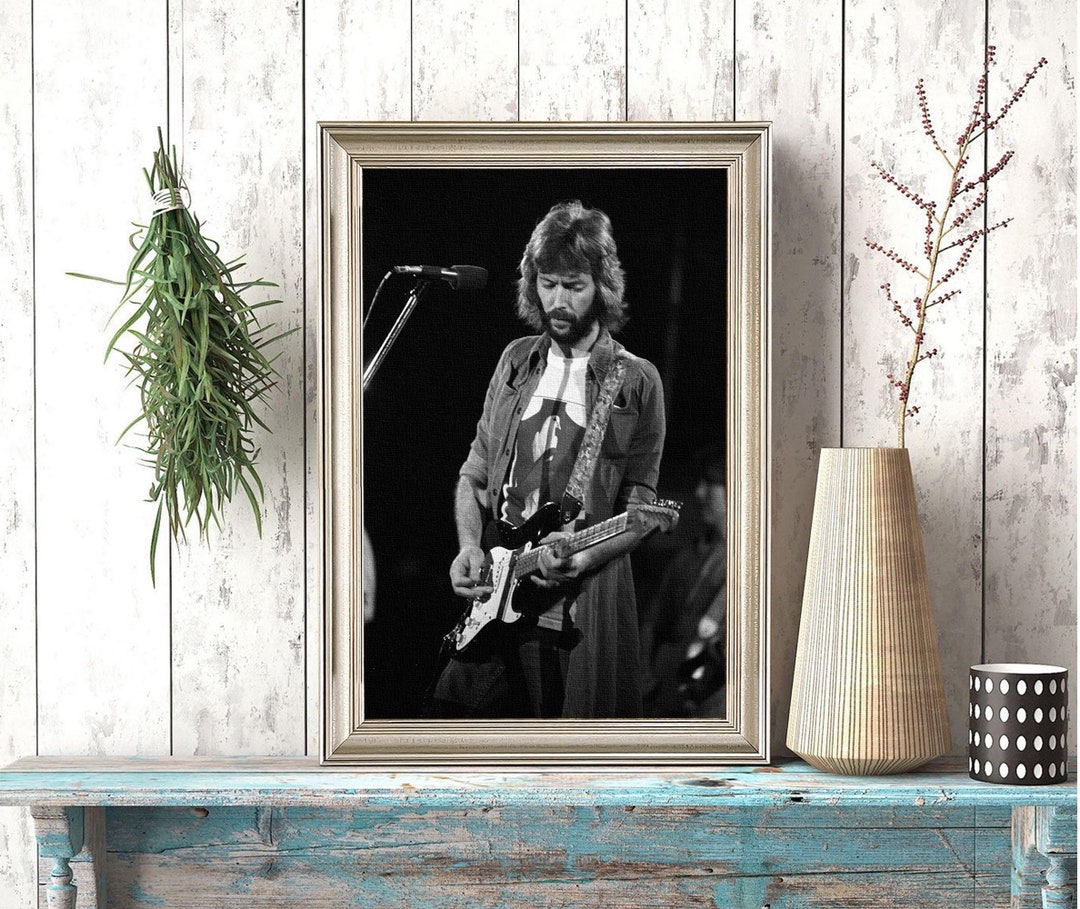 Eric Clapton 1970s Vintage Framed Wall Art, Eric Clapton Black and ...