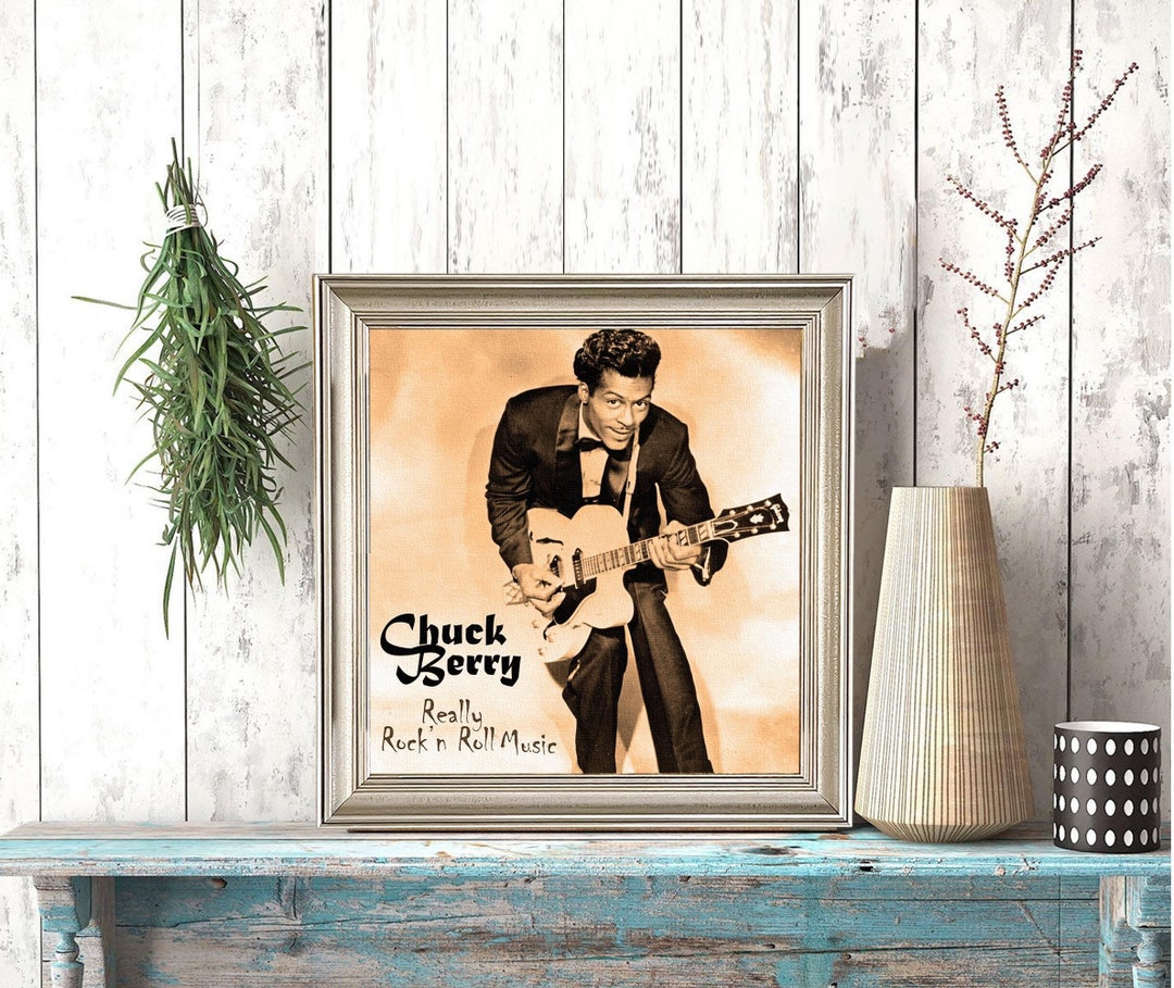 Chuck Berry - 1960 Vintage Framed Wall Art, Chuck Berry Black and White ...