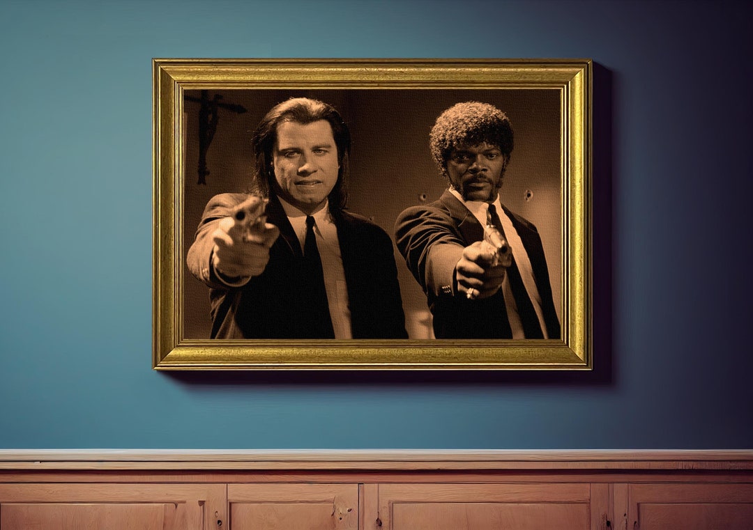 John Travolta & Samuel L. Jackson Framed Wall Art, Pulp Fiction Movie ...