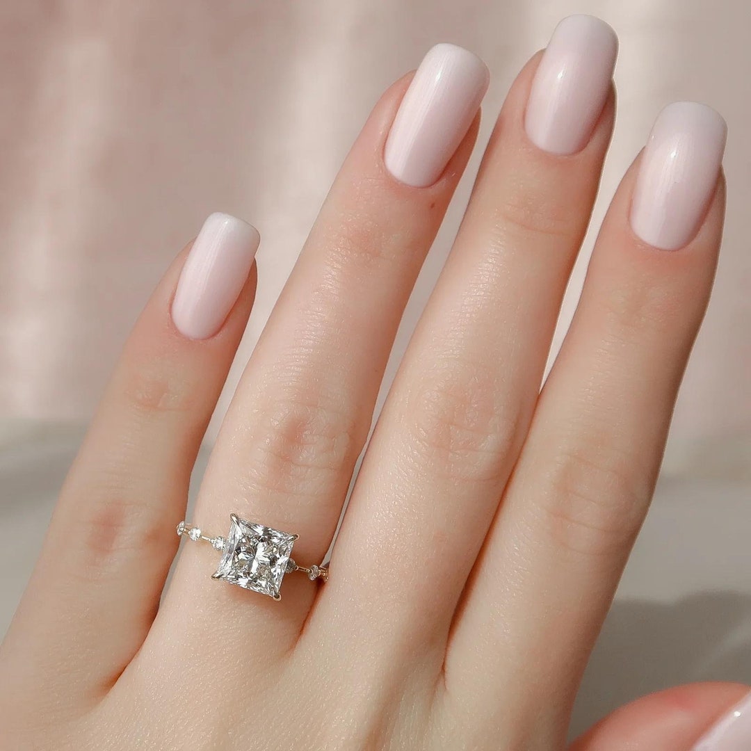 Unique Princess Cut Engagement Diamond Ring, Square Diamond Engagement ...