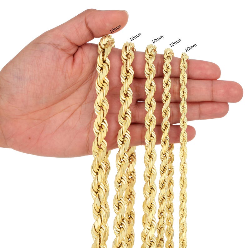 14K Yellow Gold Rope Diamond Cut Chain | Real Italian Necklace | 1.5mm ...