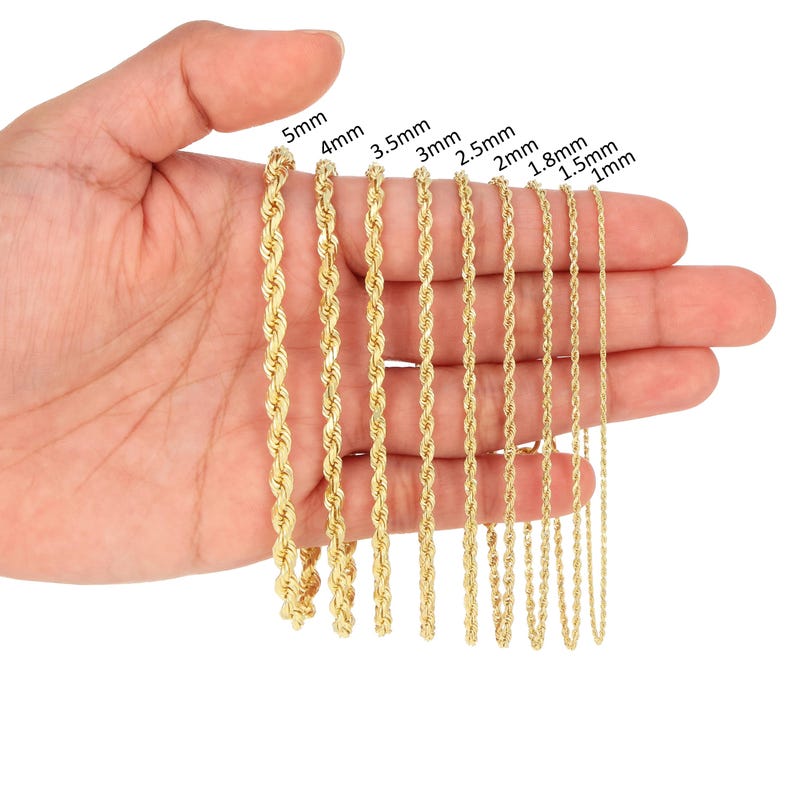 14K Yellow Gold Diamond Cut Rope Bracelet | Real Italian Gold Chain ...