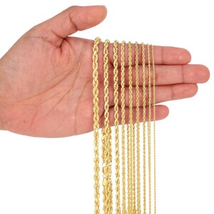 14K Yellow Gold Diamond Cut Rope Chain | Real Gold Rope Necklace | 1 ...