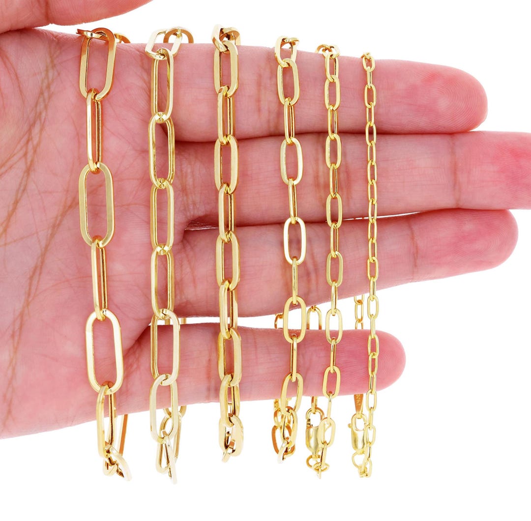 10K Yellow Gold Paperclip Bracelet Anklet | Real Gold Dainty Layering ...