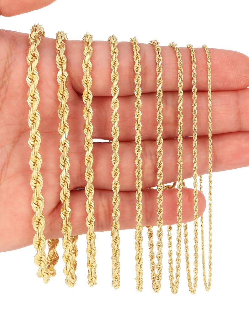 14K Yellow Gold Diamond Cut Rope Bracelet | Real Italian Gold Chain ...