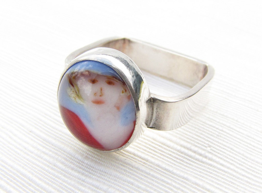 Glass Portrait of a Blonde Sterling Silver Ring Size 8. - Etsy