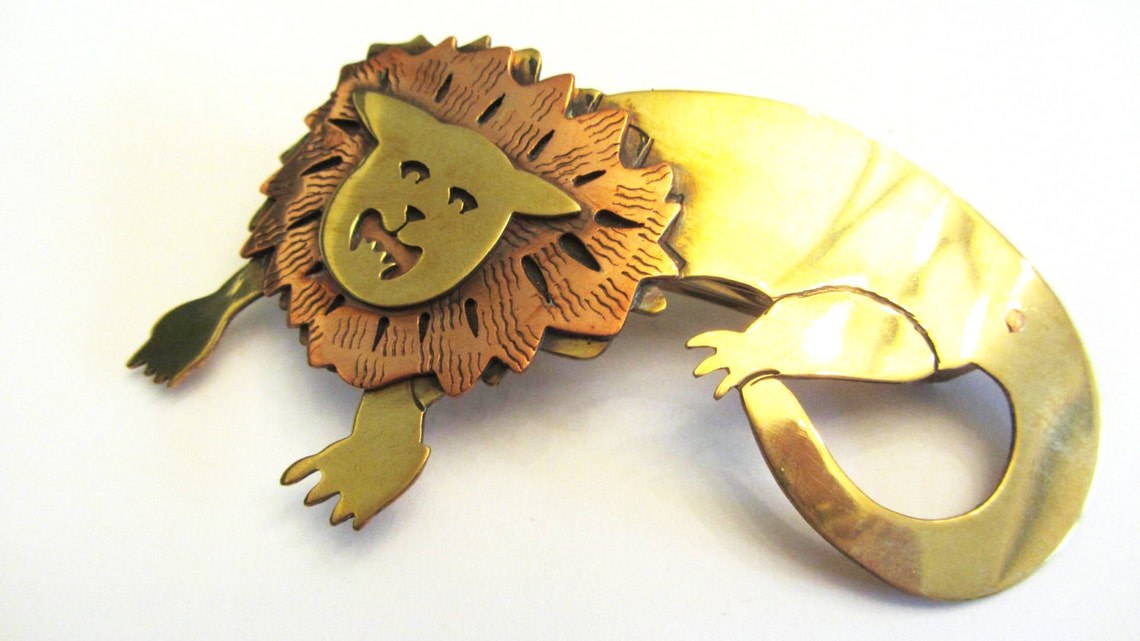Cecil the Lion Barrette Brass and Copper Lion Lioness - Etsy