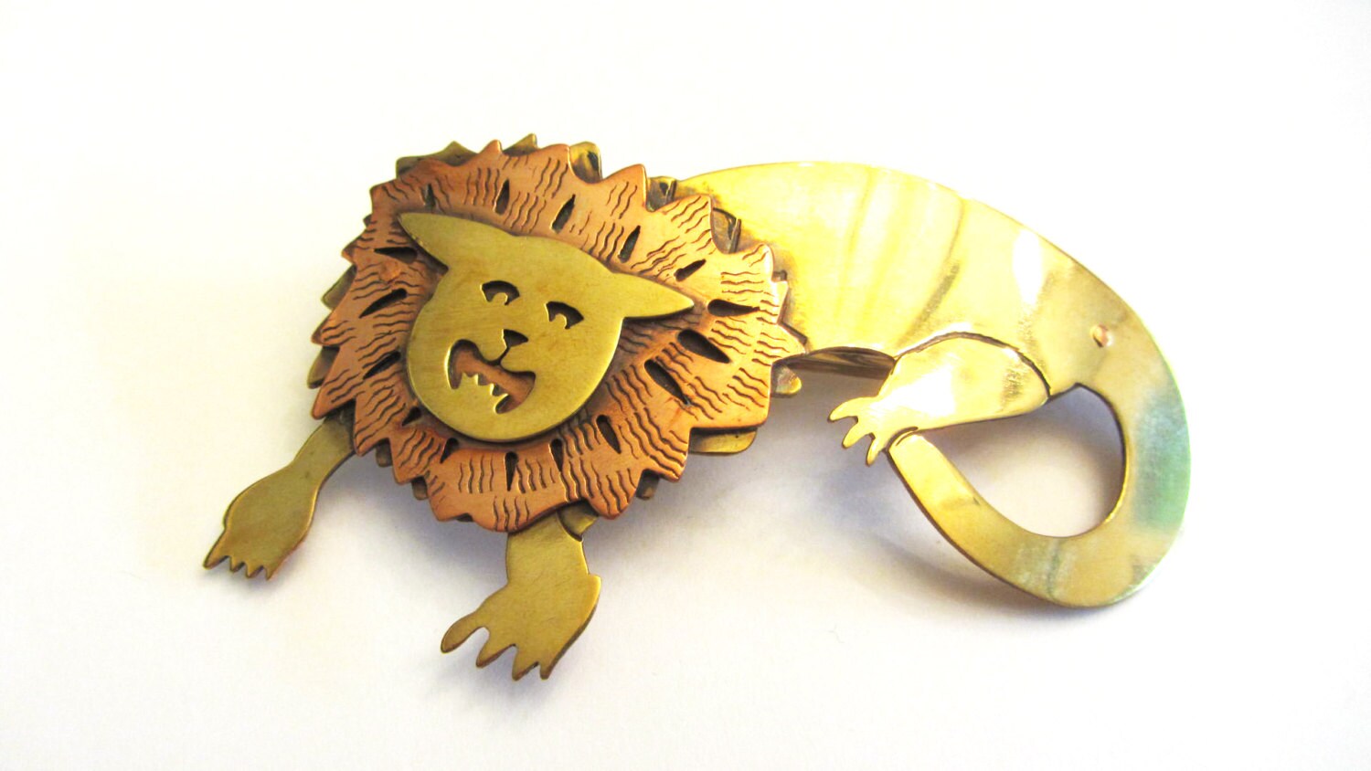 Cecil the Lion Barrette Brass and Copper Lion Lioness - Etsy