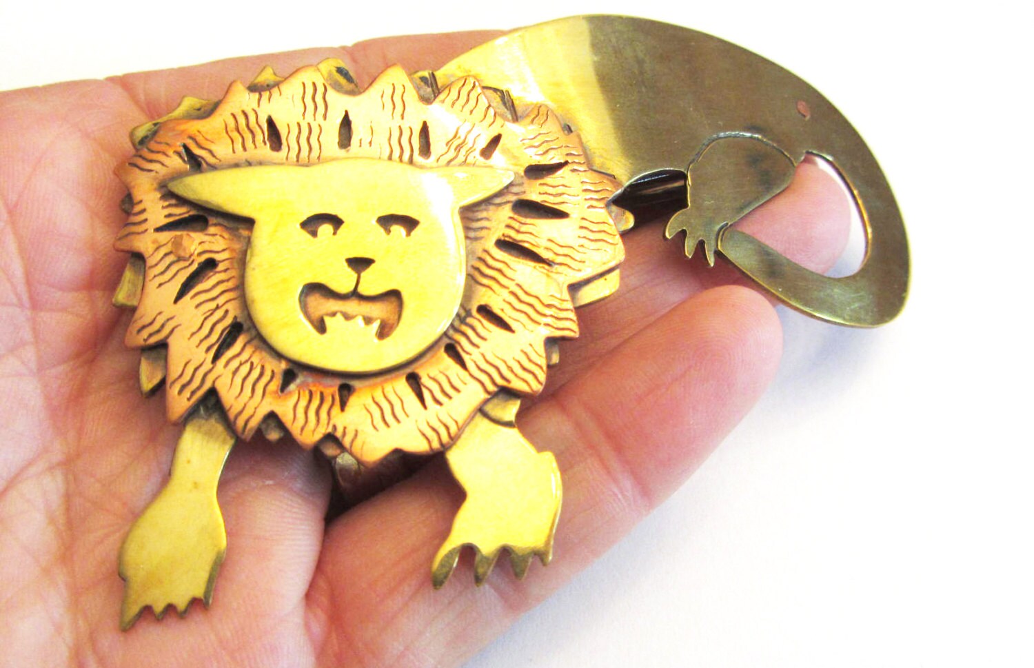 Cecil the Lion Barrette Brass and Copper Lion Lioness - Etsy