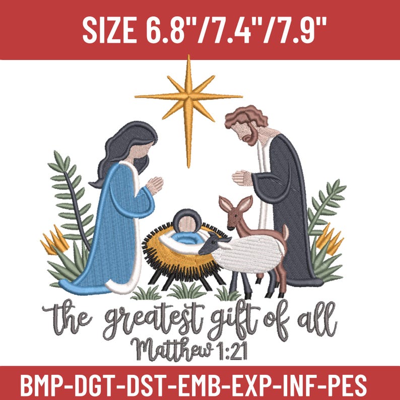 Jesus Christmas Digital Machine Embroidery Design Jesus Reason Design ...