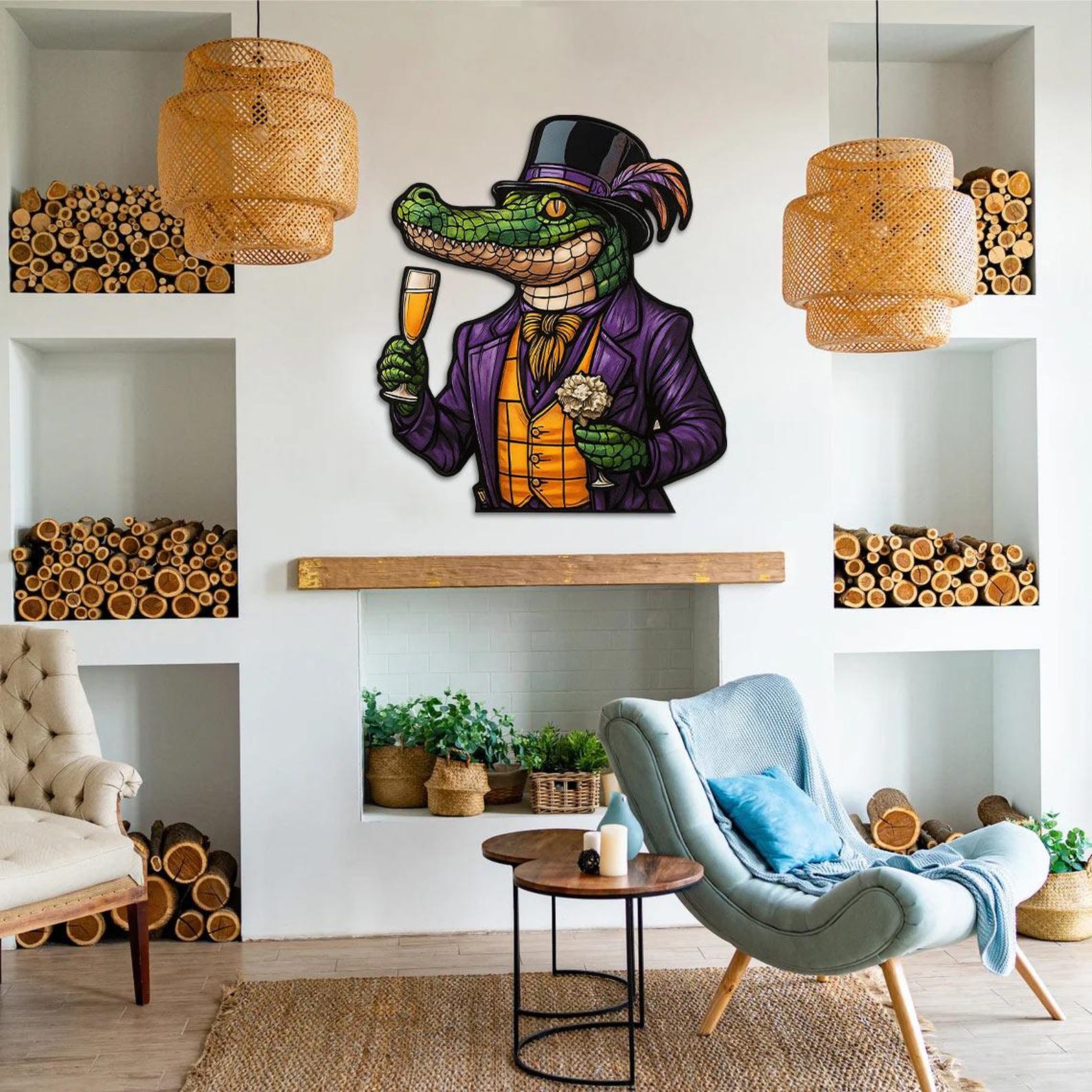 Crocodile Metal Wall Art Dapper Gator in Suit Top Hat Funny Reptile Bar ...