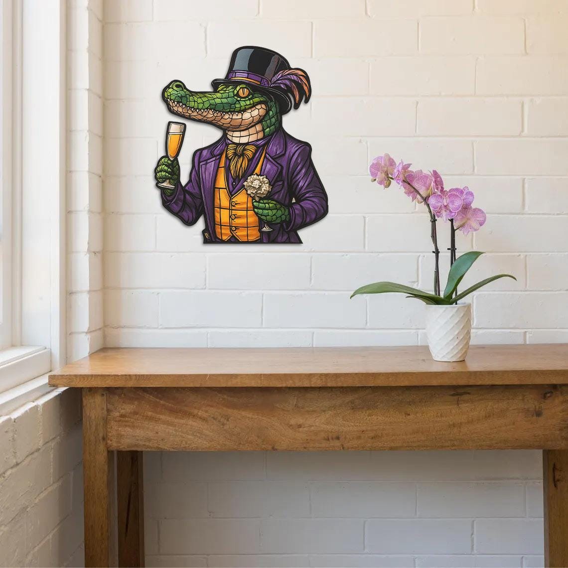 Crocodile Metal Wall Art Dapper Gator in Suit Top Hat Funny Reptile Bar ...
