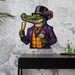 Crocodile Metal Wall Art Dapper Gator in Suit Top Hat Funny Reptile Bar ...