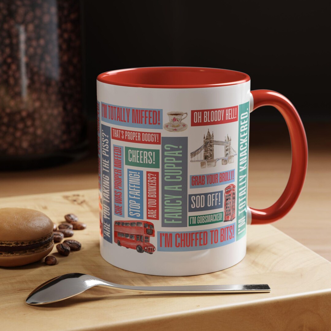 English Mug, Funny Classic British Slang Office Coffee Cup, London ...