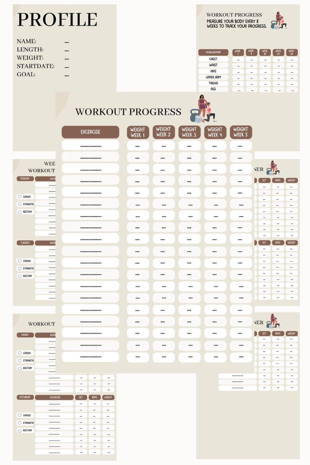 Workout Planner & Progress Tracker – Your Personal Fitness Schedule - Etsy