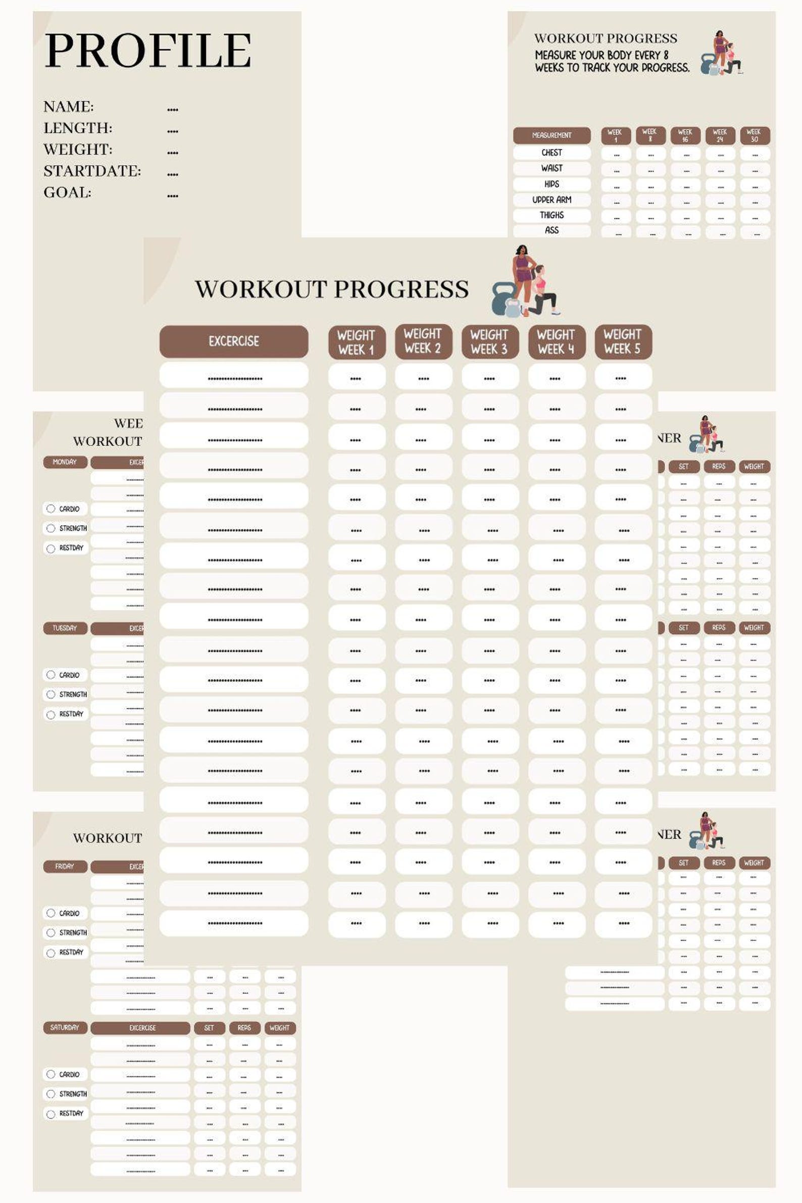 Workout Planner & Progress Tracker – Your Personal Fitness Schedule - Etsy