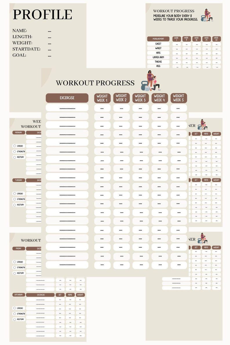 Workout Planner & Progress Tracker – Your Personal Fitness Schedule - Etsy