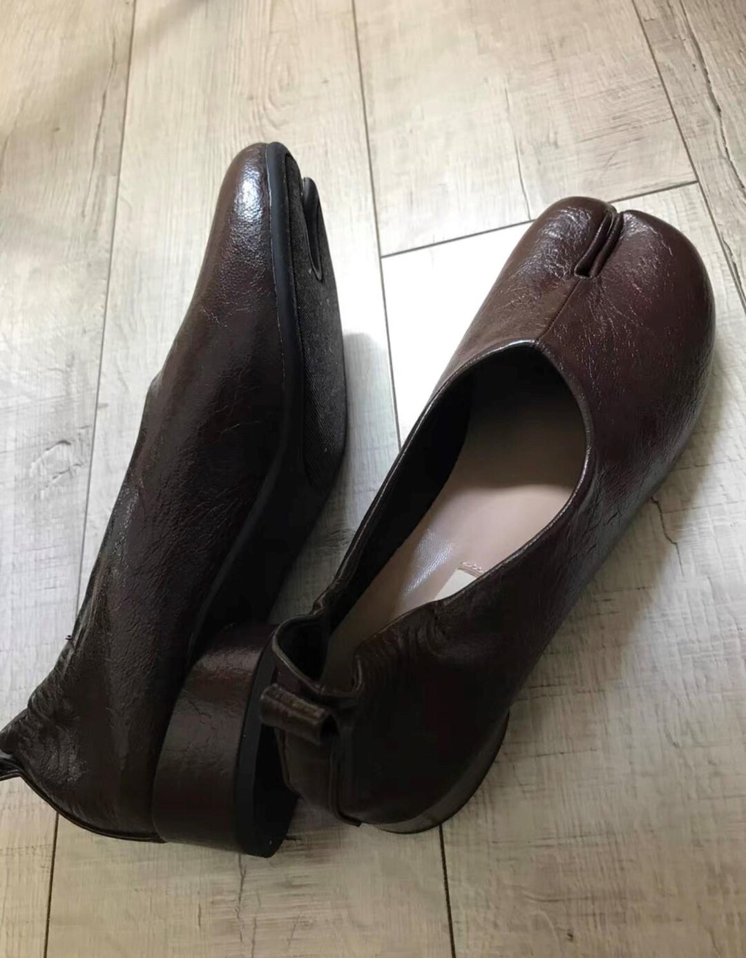 Women's Soft Leather Split Toe Tabi Ballet Flats, Vintage Foldable ...