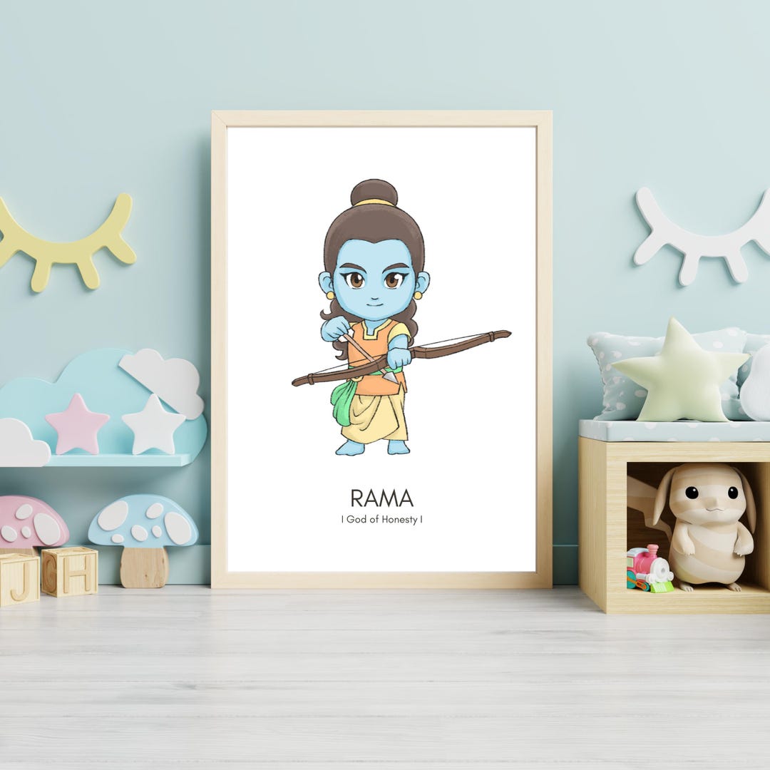 Rama Wall Art I Indian Gods and Goddesses Poster | Hindu Wall Art for ...
