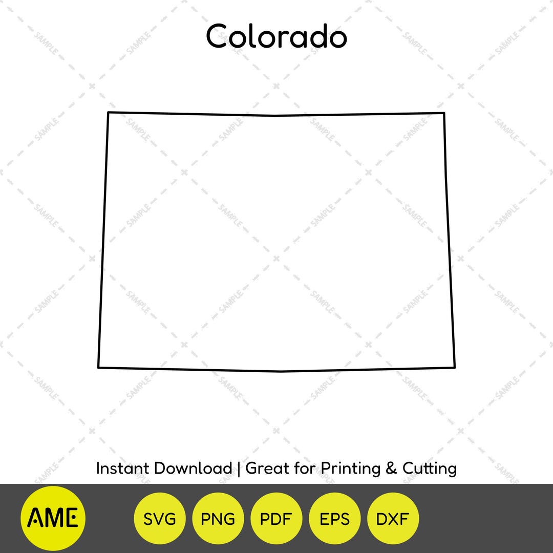Colorado Outline Map, SVG File for DIY Crafts, Printable State Map ...