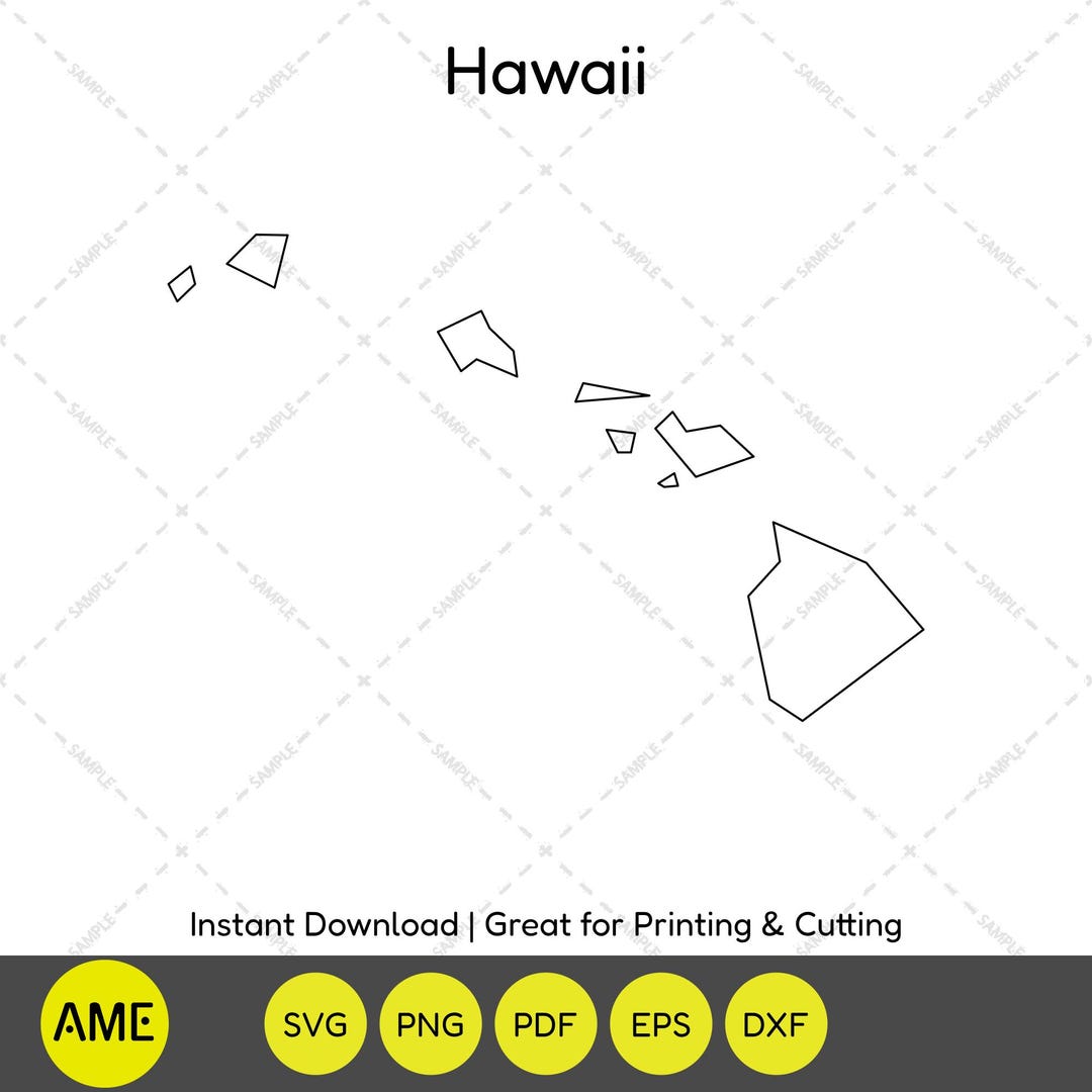 Hawaii Outline Map, SVG File for DIY Projects, Printable State Map ...