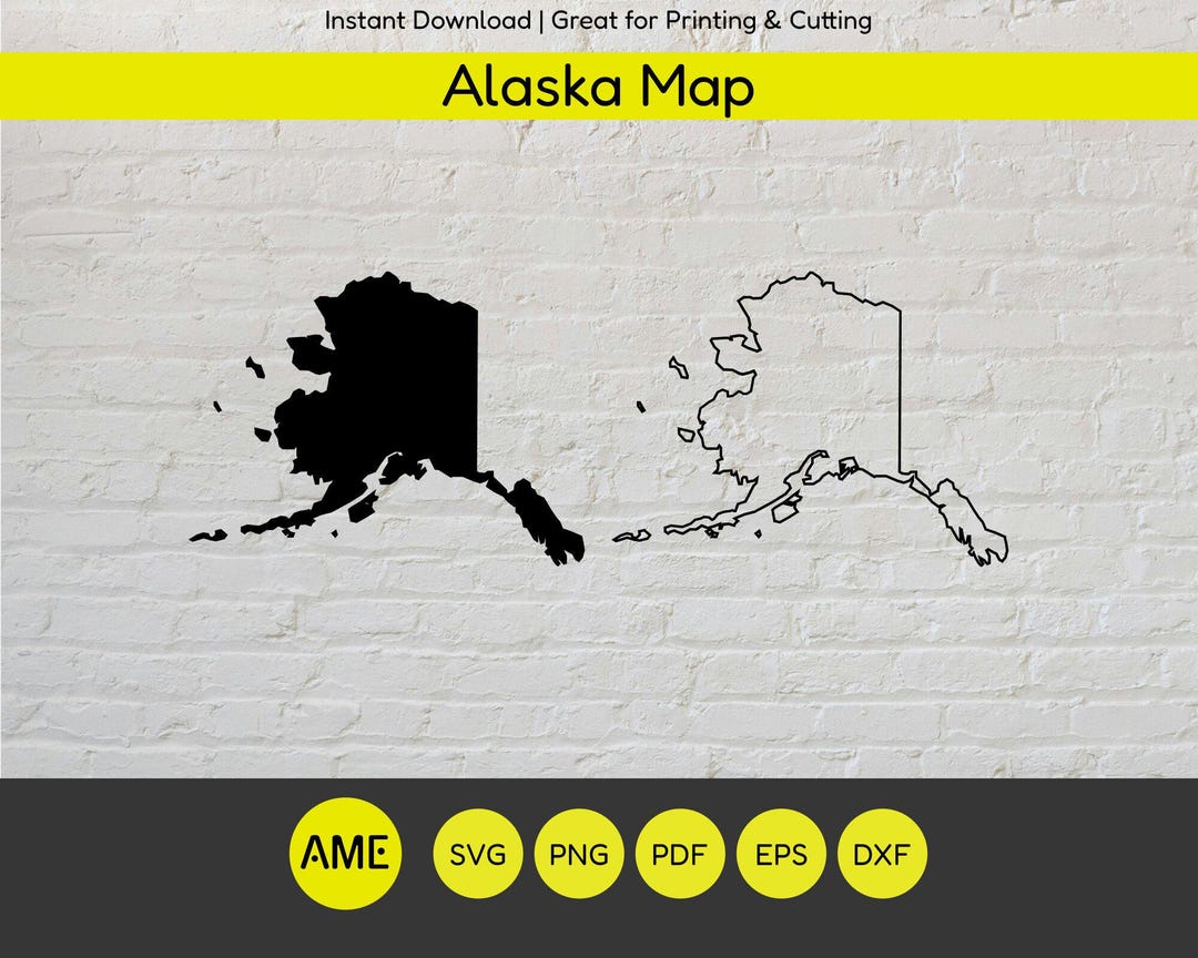 Alaska State Map Alaska SVG Alaska PNG Alaska Map Clipart Cricut and ...
