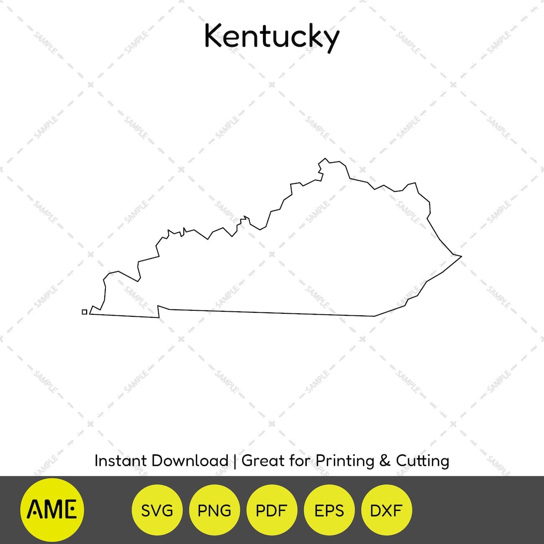 Kentucky Outline Map, SVG File for DIY Projects, Printable State Map ...
