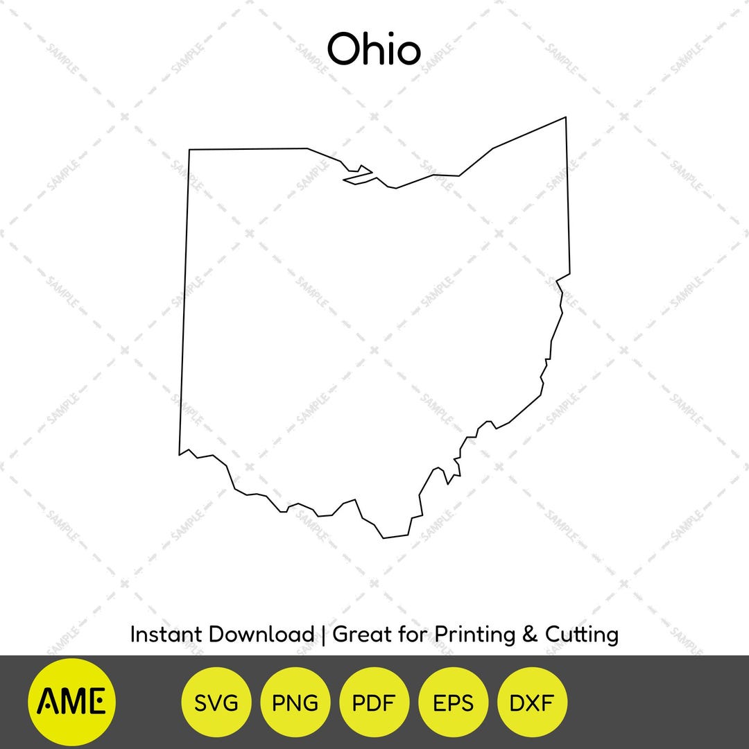 Ohio Outline Map, SVG File for DIY Projects, Printable State Map ...