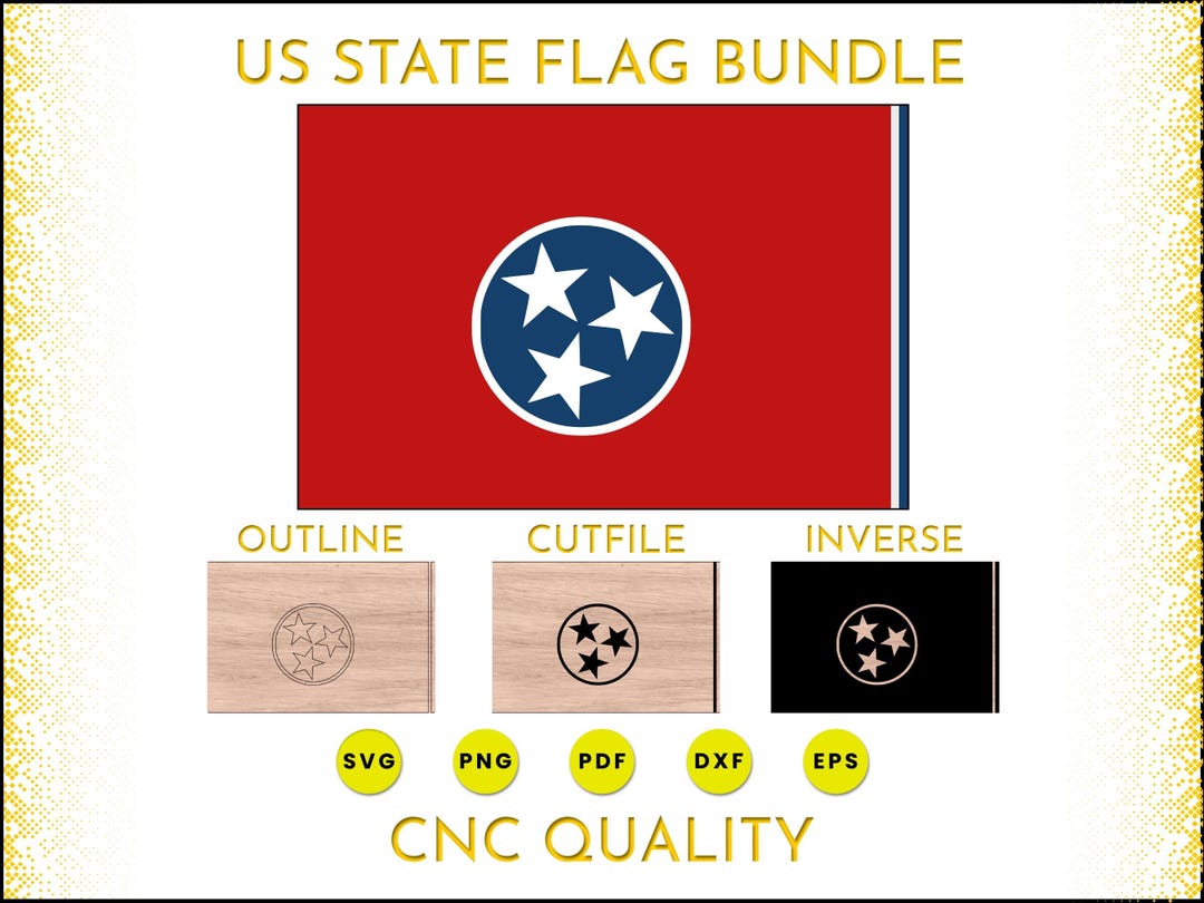 Tennessee Flag SVG Bundle | CNC Quality Cut Files | Color, Outline ...
