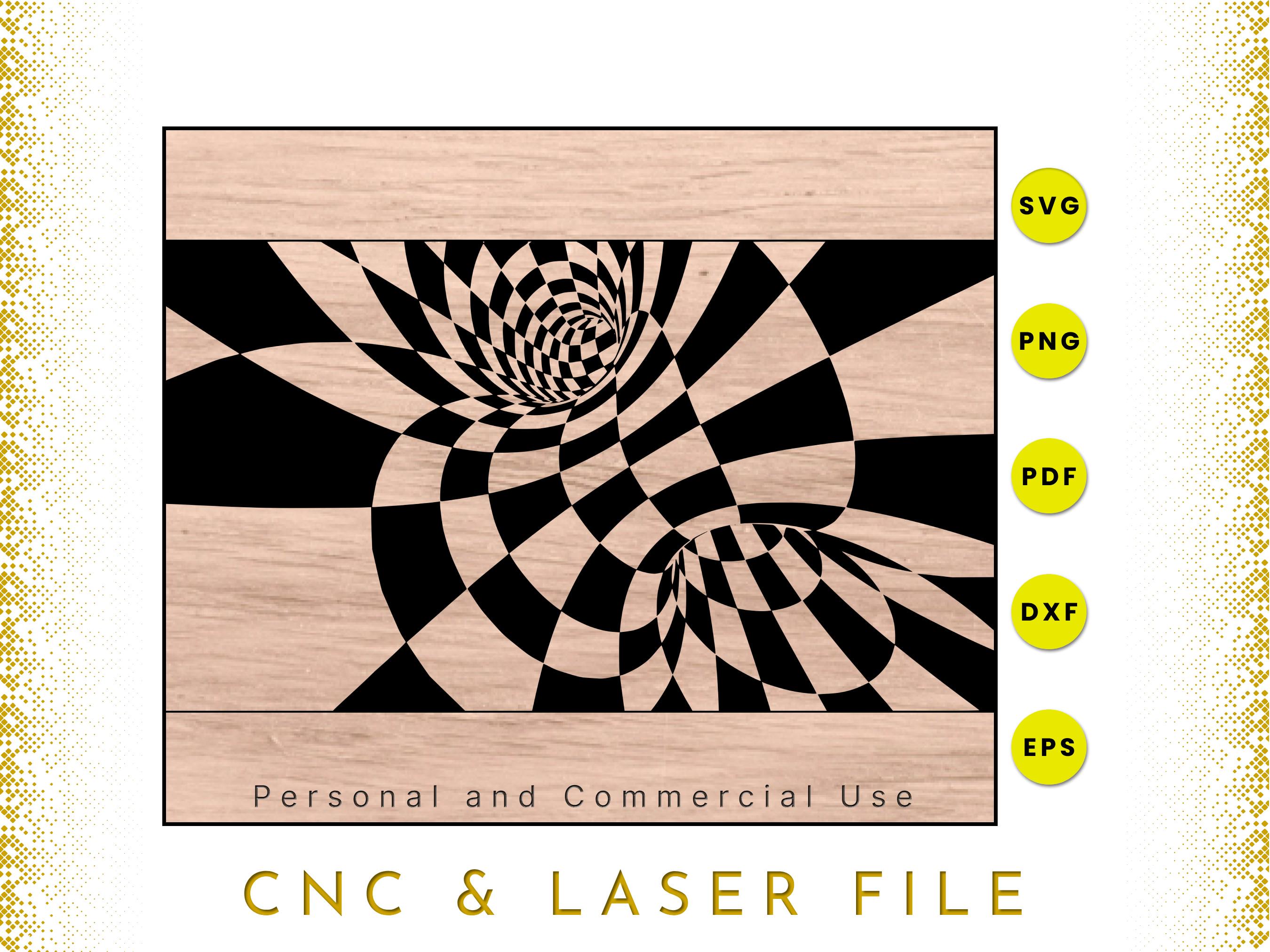 Warped Grid Optical Illusion SVG | Abstract Trippy Art for Laser Cutting, CNC Wall Panels ...