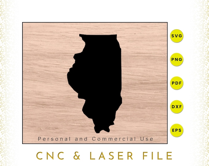 Illinois Map Outline SVG DXF Files Cut Files United States of America ...