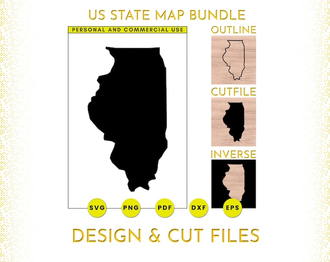 Illinois Map Outline SVG DXF Files Cut Files United States of America ...