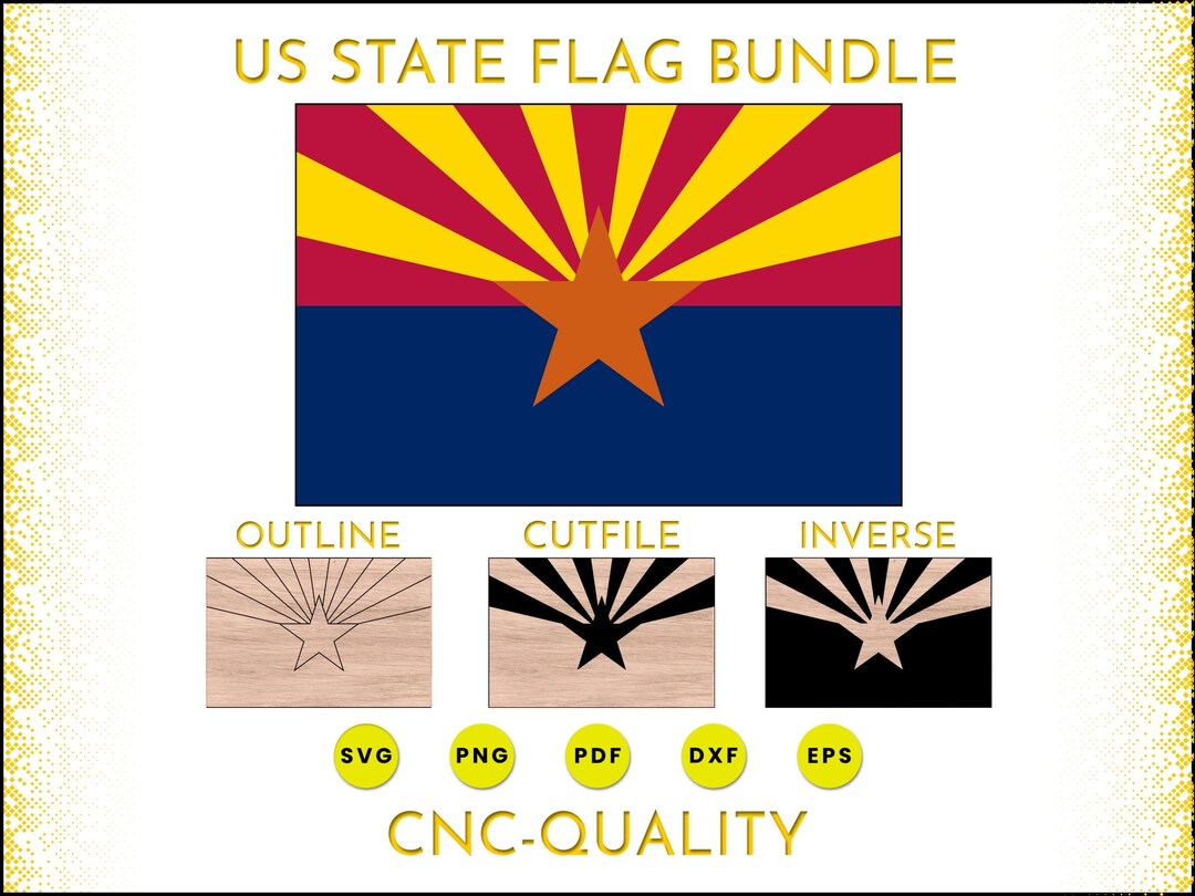 Arizona Flag SVG Bundle | CNC Quality Cut Files | Color, Outline ...