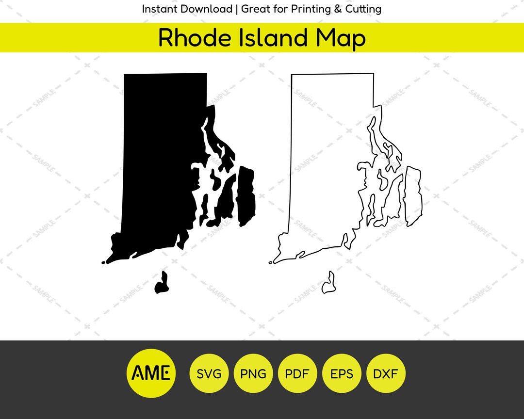Rhode Island Map: SVG, PNG, DXF Cut Files (digital Download) - Etsy