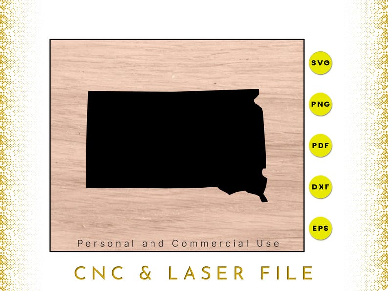South Dakota Map: SVG, PNG, DXF Cut Files (digital Download) - Etsy
