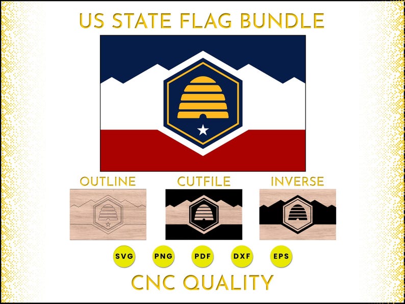 Utah Flag SVG Bundle | CNC Quality Cut Files | Color, Outline, Cutfile ...