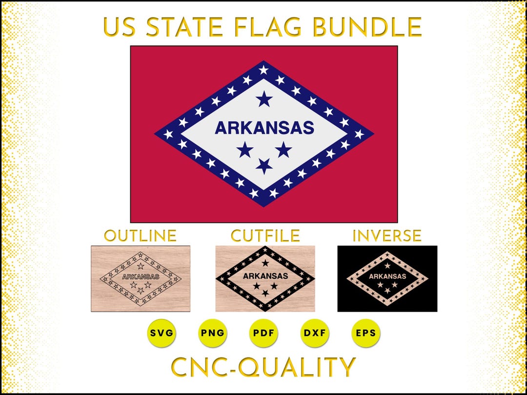 Arkansas Flag SVG Bundle | CNC Quality Cut Files | Color, Outline ...