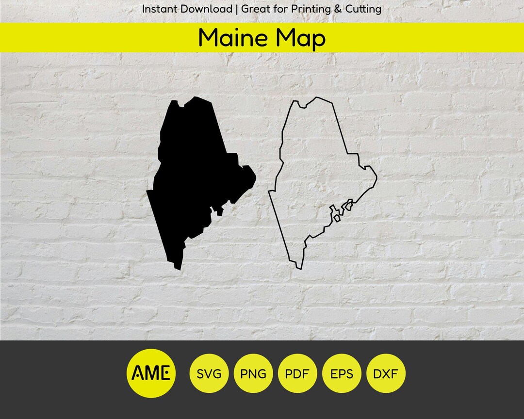 Maine State Map Maine SVG Maine PNG Maine Map Clipart Cricut and ...