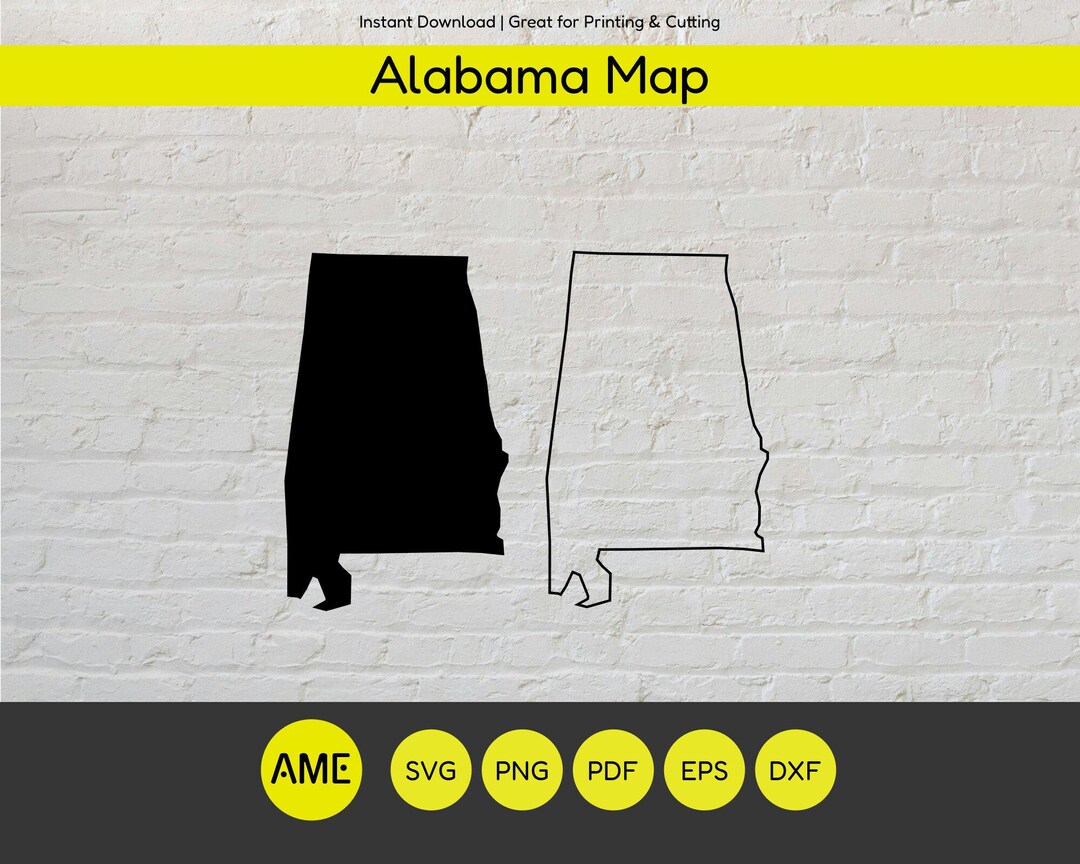 Alabama State Map Alabama SVG Alabama PNG Alabama Map Clipart Cricut ...