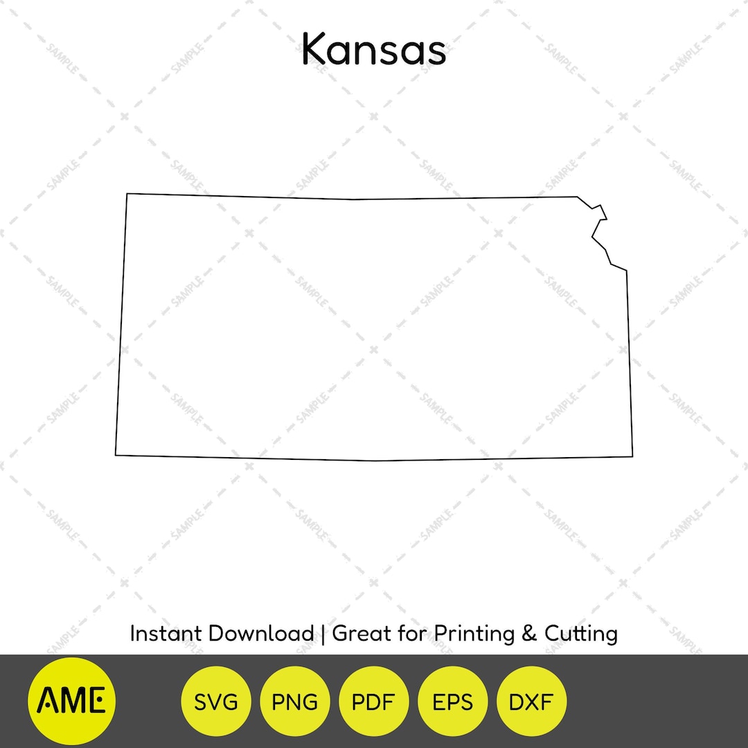 Kansas Outline Map, SVG Digital File, Perfect for Crafts and DIY ...