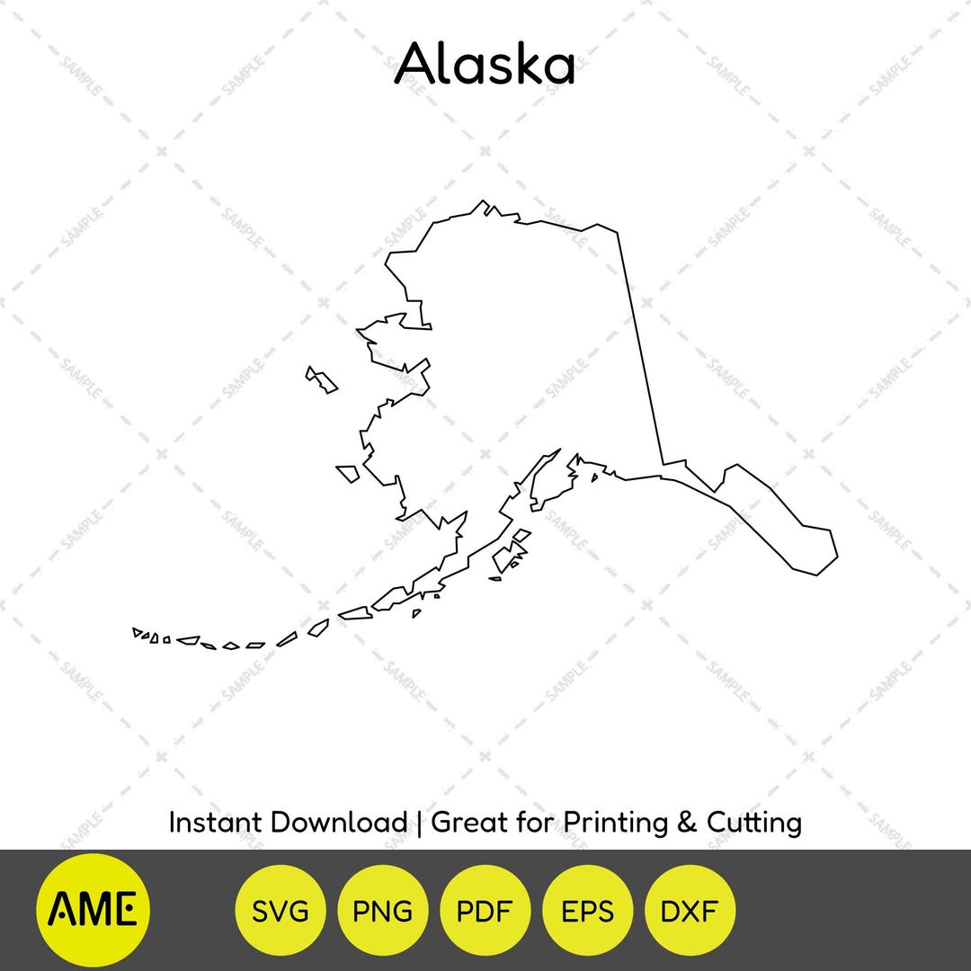 Alaska Outline Map, SVG Digital File, Perfect for Crafts, DIY Projects ...