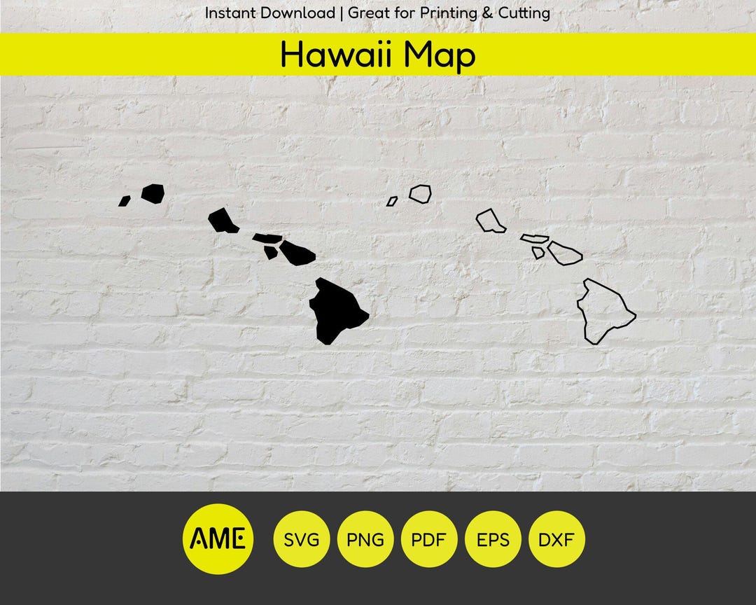 Hawaii State Map Hawaii SVG Hawaii PNG Hawaii Map Clipart Cricut and ...