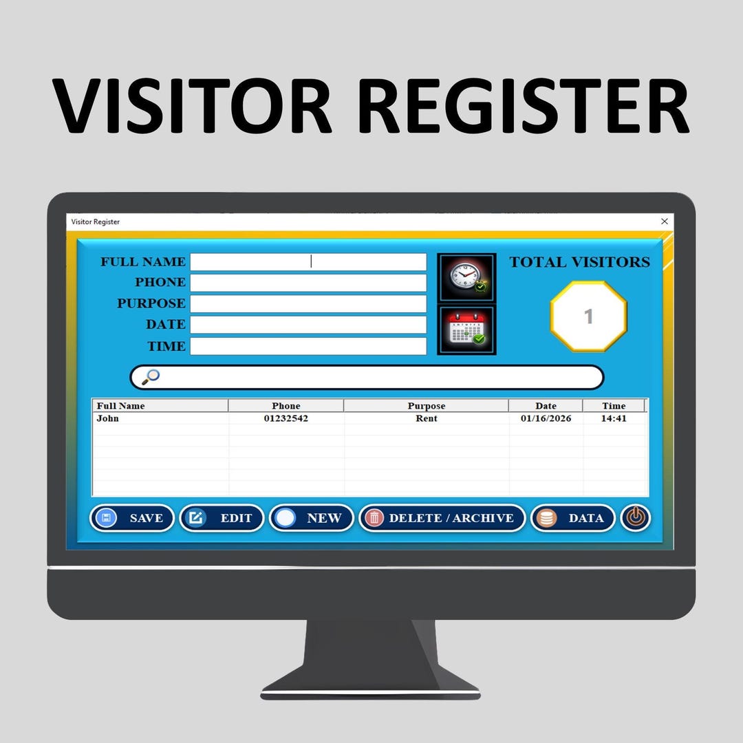 Excel Visitor Register Application Visitor Log - Etsy