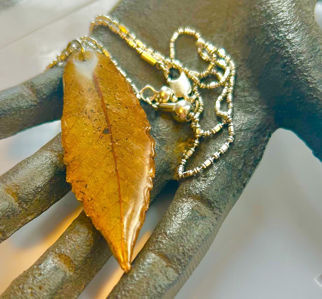 Nature’s Freeze Frame, Imperfect Leaf ADJUSTABLE Necklet. Handcrafted W ...