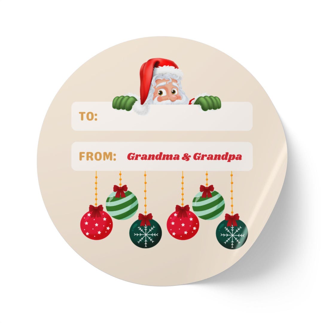 Personalized Christmas Santa Round Sticker Label Rolls, Gift Wrapping ...