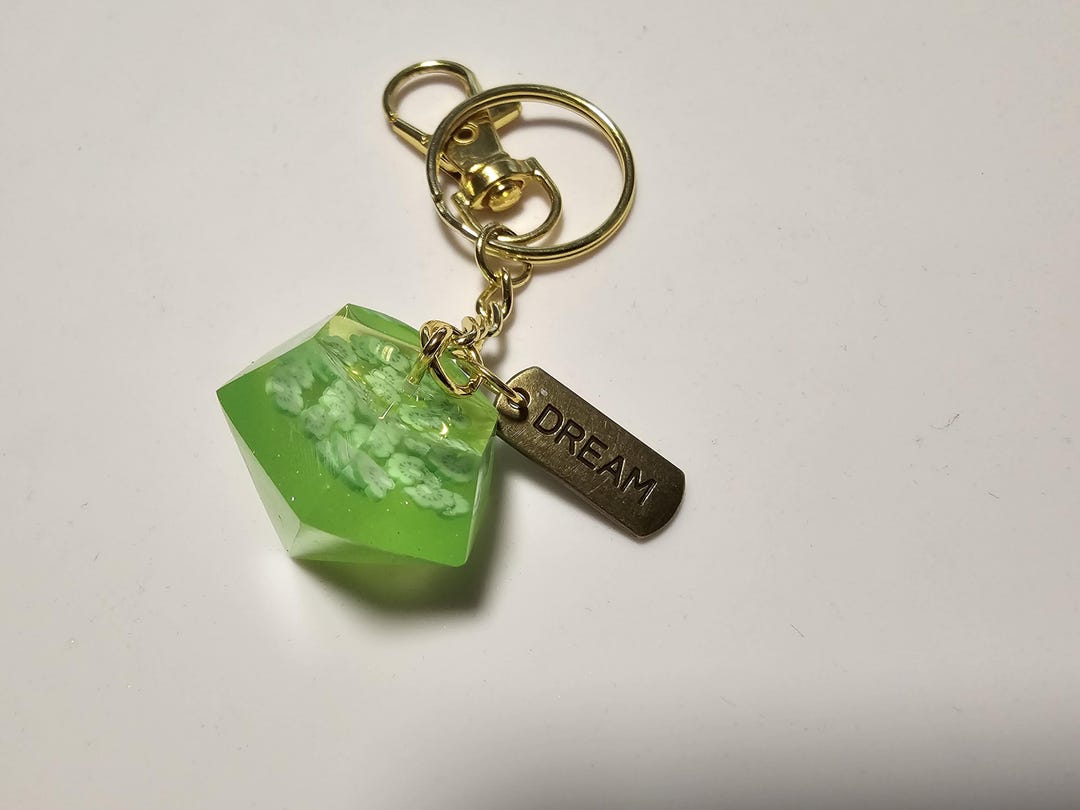 Broccoli Filled Diamond Keychain, Diamond Shaped Keychain, Crystal ...